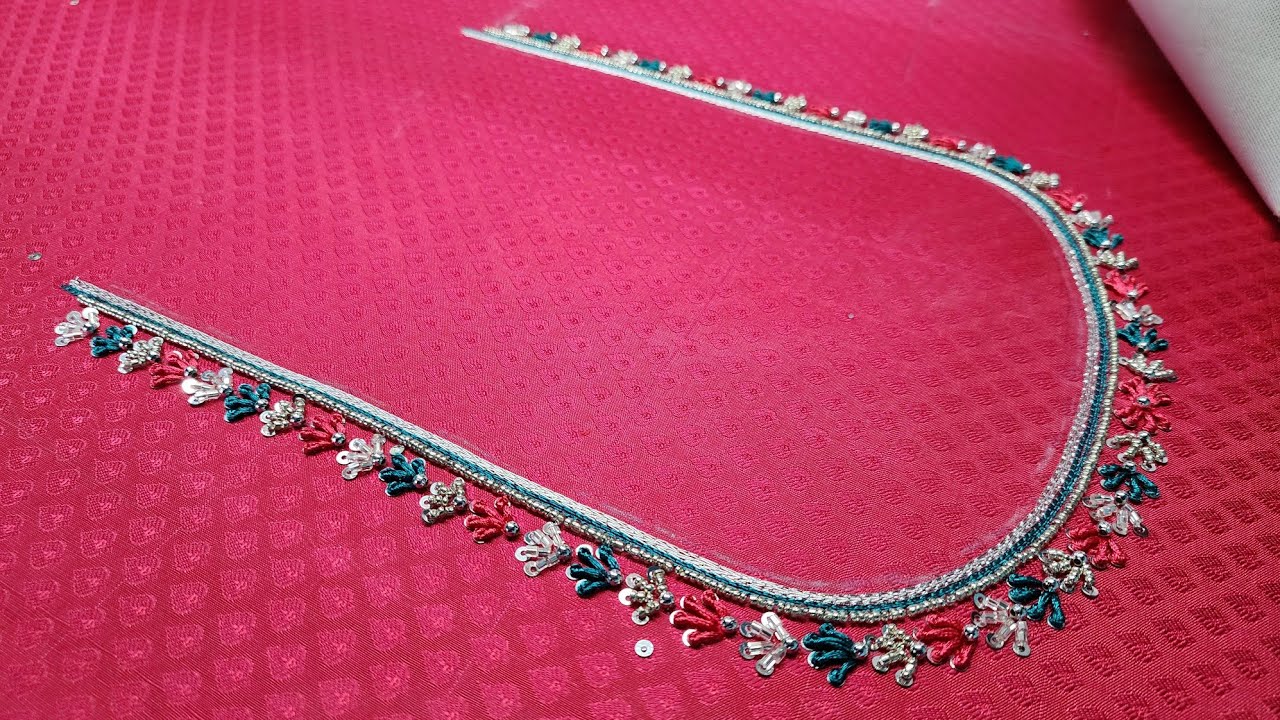 Simple Aari Blouse Design Tutorial || Abarna Arts Academy # ...