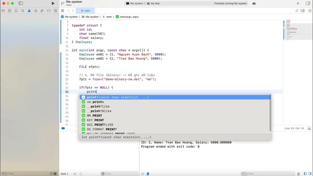 Session 23 - Lesson 05 - Đọc ghi file trong C - Đọc ghi file nhị phân - YouTube