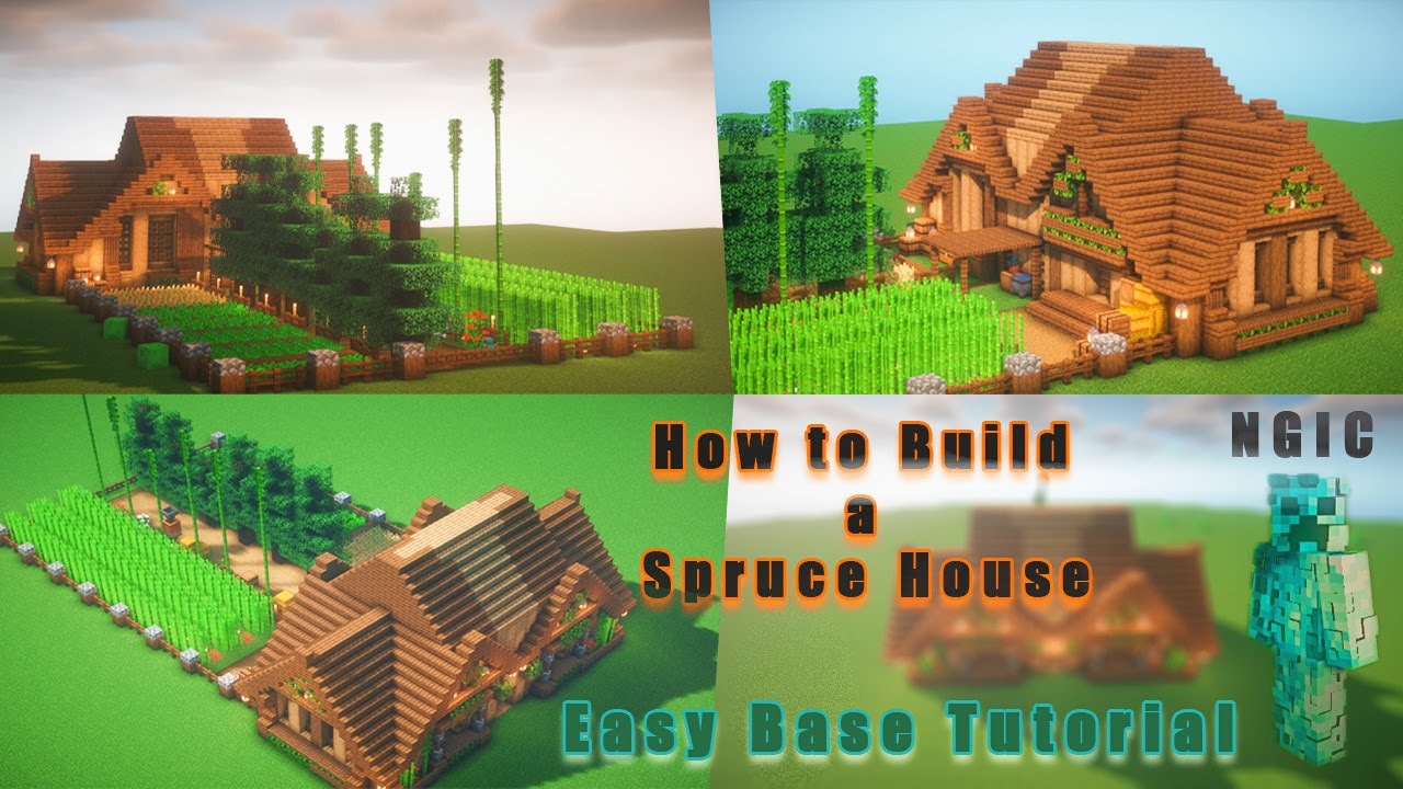 Minecraft: Build a beautiful spruce house😍🤩 | Easy Base Tutorial👍🏻 ...