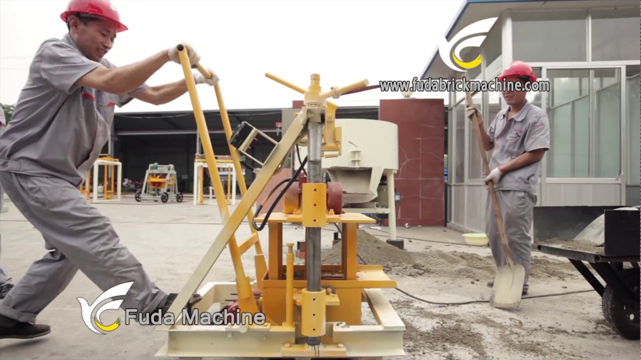 QMR2-45 economy small movable concrete wall block machine - YouTube