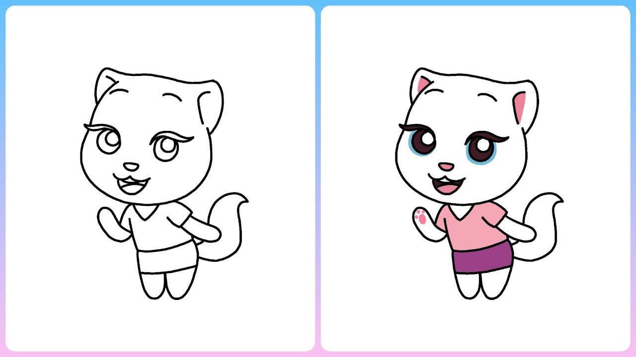 How to draw Talking Tom minis Angela | Easy step-by-step drawing ...