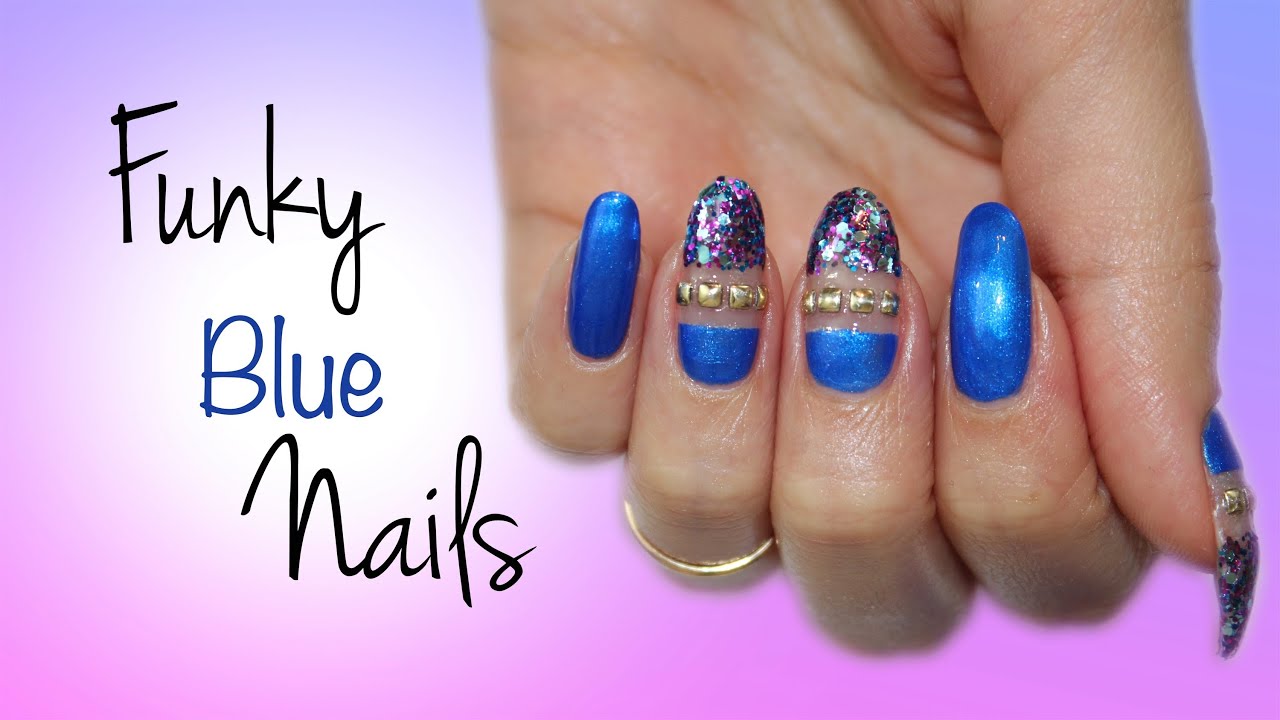 Funky Blue Cut Out Nails ☆ - YouTube