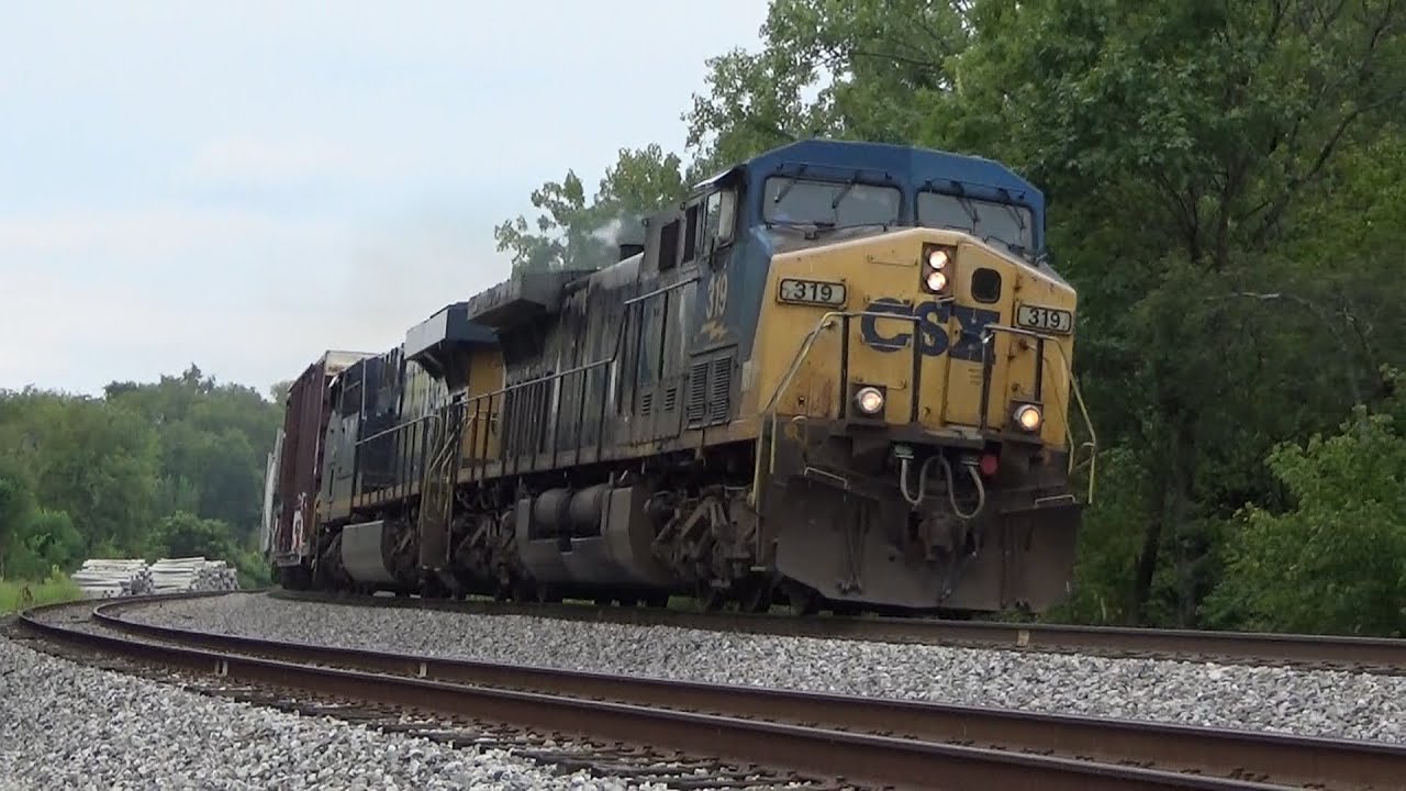 CSX AC44CW 319 w/ Hybrid K5LA Leads Manifest M582-13 on 8/16/22 - YouTube