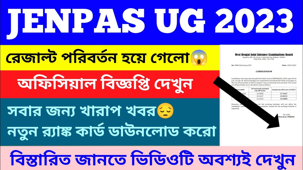 JENPAS UG NEW RESULT PUBLISHED 2023/ JENPAS UG 2023 PERCENTILE SCORE ...