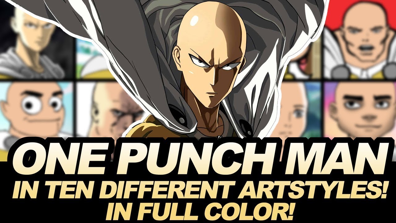 Drawing one punch man in 10 different artstyles in full color!