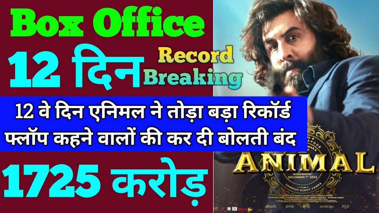 Animal Box Office Collection | Animal 11th Day Collection, Animal 12th ...