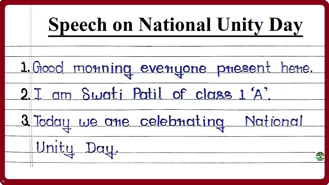 Speech on National Unity Day | National Unity Day Speech | National ...