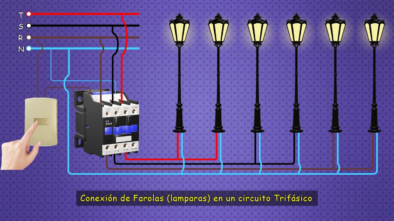 Como Conectar Farolas o Lamparas de calle a un contactor - YouTube