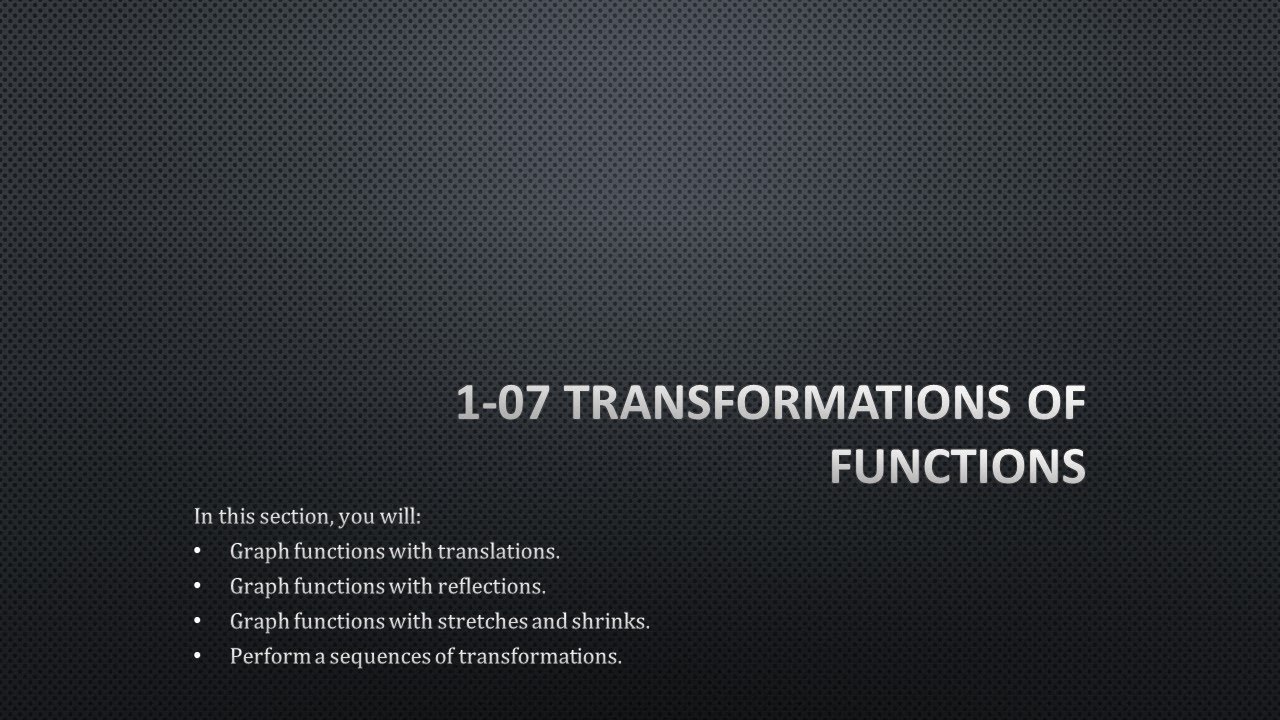 Precalculus 1 07 Transformations Of Functions YouTube Precalculus 1 07 Transformations Of Functions YouTube