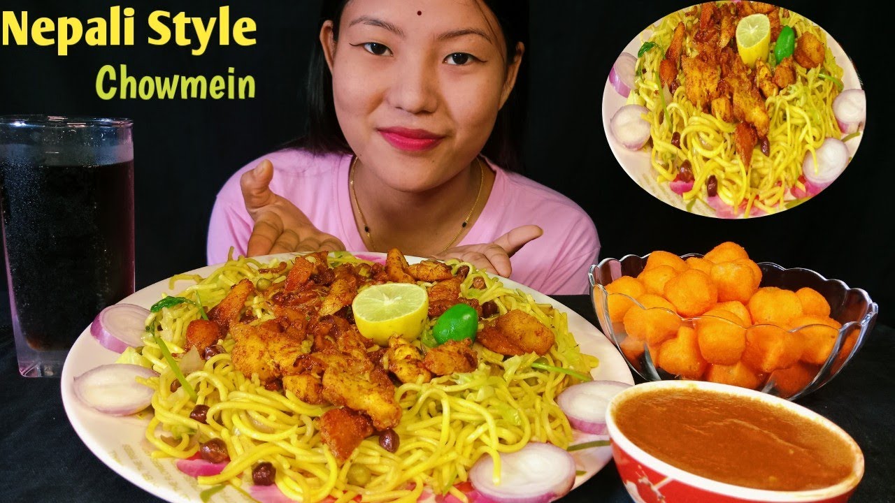 EATING CHICKEN CHOW MEIN || NEPALI STYLE CHOWMEIN WITH CHEESE BALLS ...