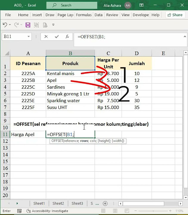 Excel Belajar Rumus Offset Exceltips Exceltutorial Latihanexcel