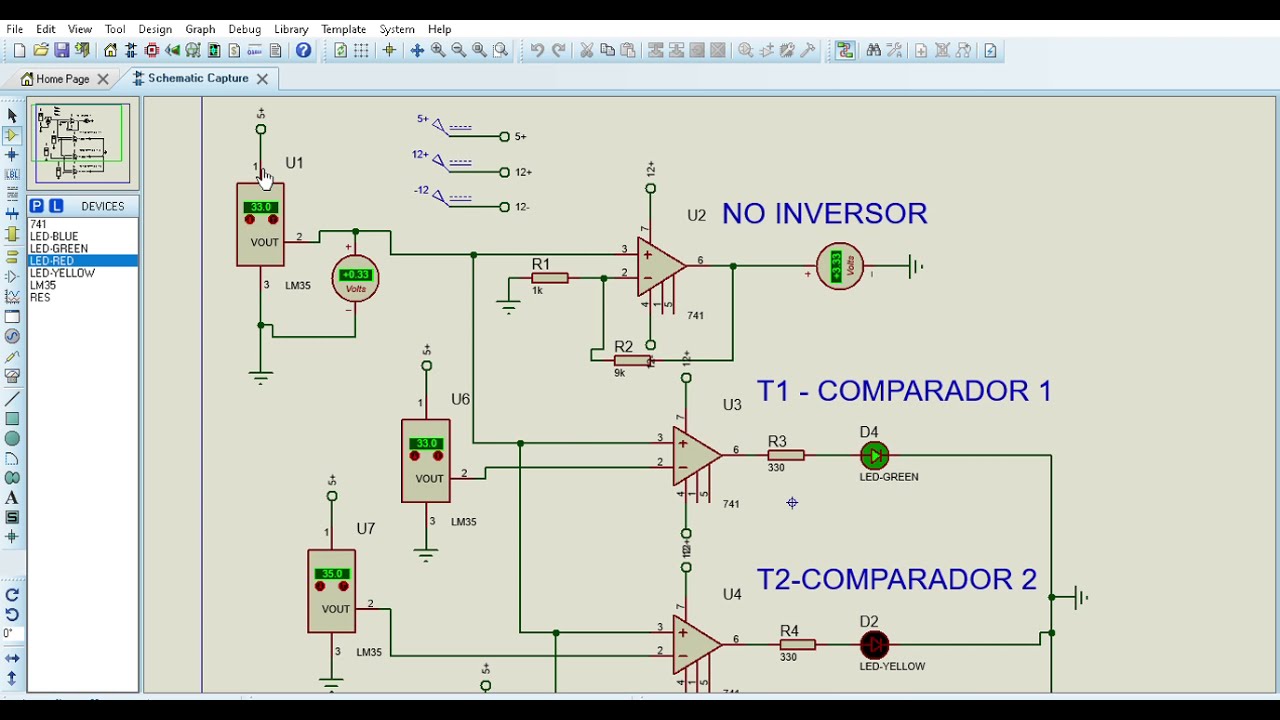 SENSOR DE TEMPERATURA LM35 - PROTEUS - CONFIG OPAMPS - YouTube