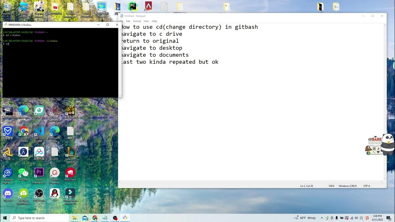 [git bash] How to use cd (change directory) - YouTube