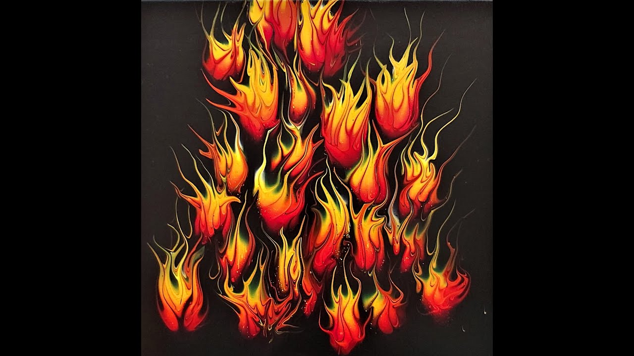 130 FIRE POUR with reverse dip #fire pour #AcrylicPouring - YouTube
