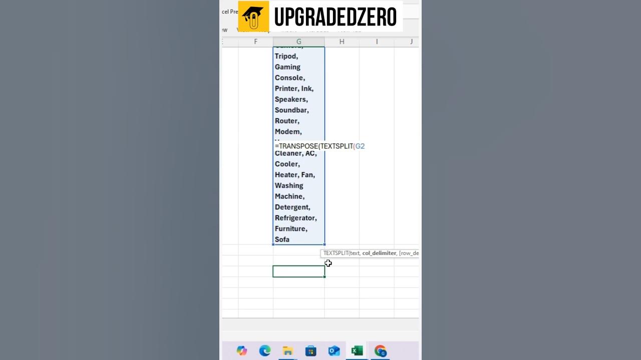 How to Use TRANSPOSE with TEXTSPLIT in Excel – Convert Data from a Single Cell - YouTube