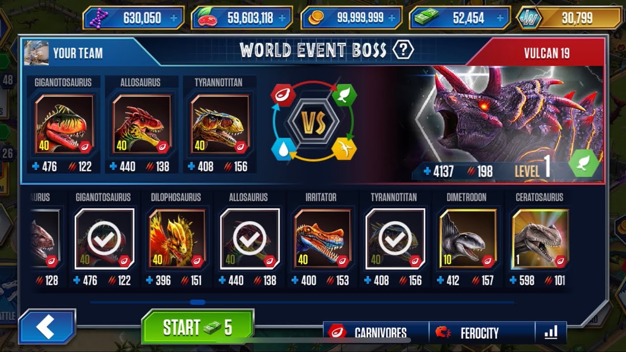 WORLD EVENT BOSS VULCAN 19 - JURASSIC WORLD THE GAME - YouTube