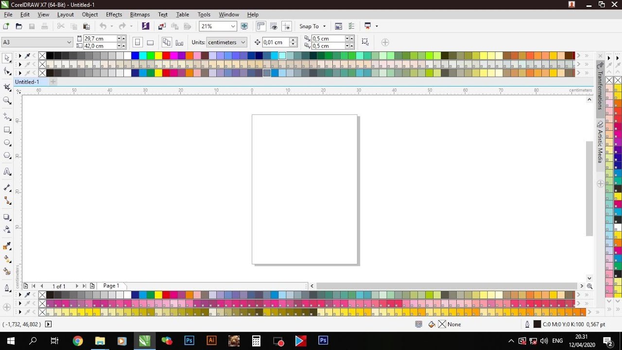 cara menampilkan color pallete di coreldraw - YouTube