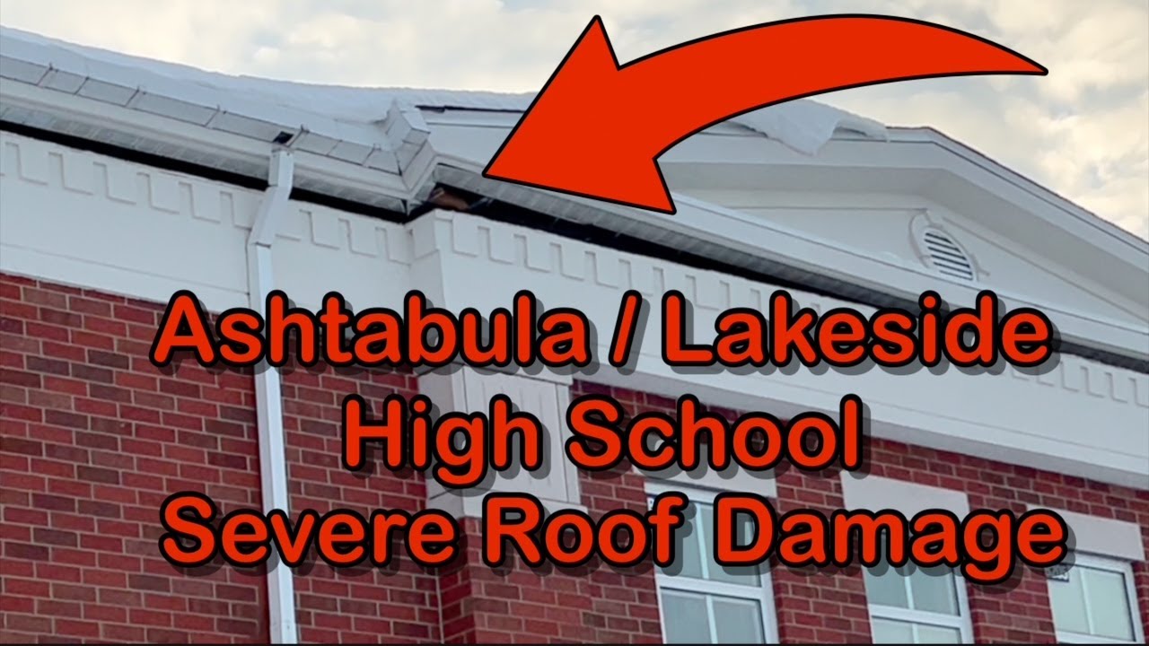 Ashtabula / Lakeside high school roof damage Dec. 8th - YouTube
