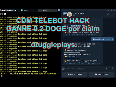 Finalmente CDM TELEBOT HACK! hack para bot de telegram, ganhe DOGE ...