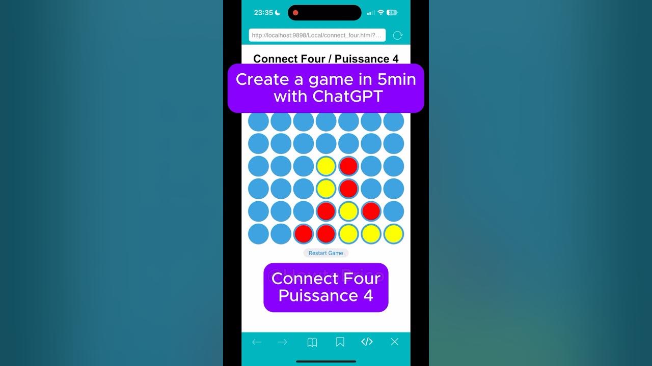 [Short] #8 Create a simple "Connect Four" game with ChatGPT in 5min #chatgpt #game #howto - YouTube