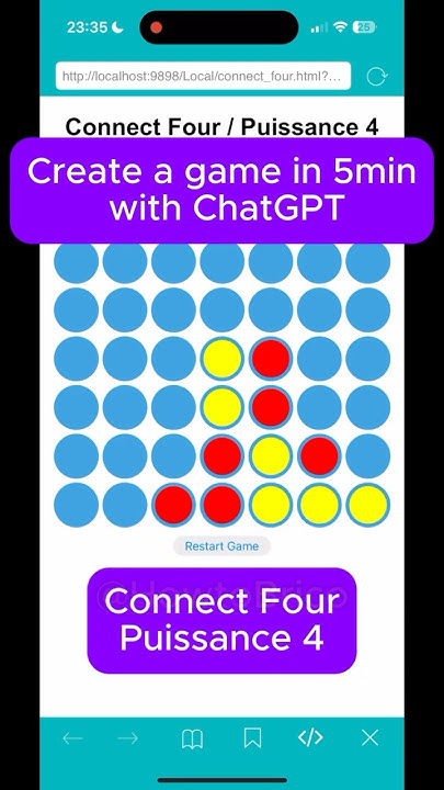 [Short] #8 Create a simple "Connect Four" game with ChatGPT in 5min #chatgpt #game #howto - YouTube