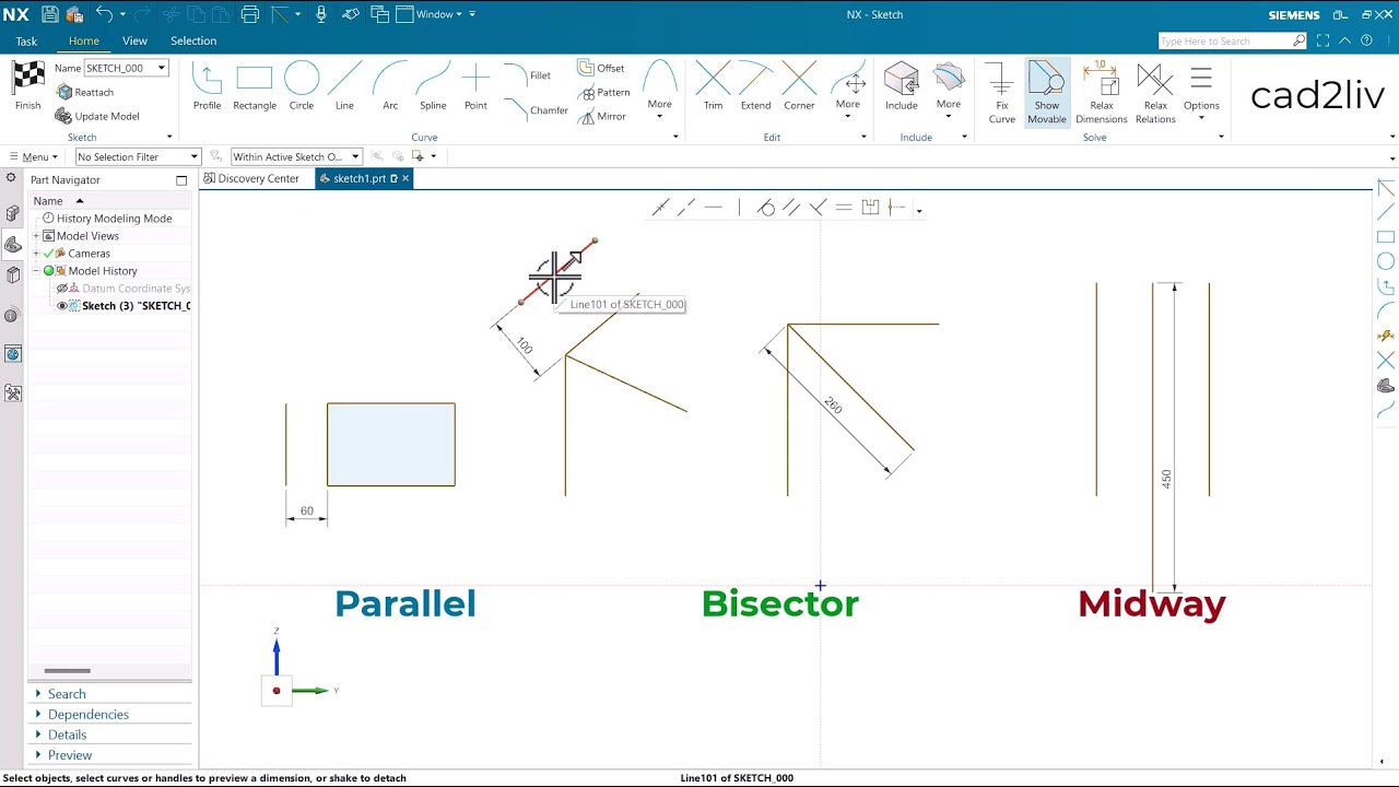 Derived Line| How to use Derived Line in NX| NX CAD| cad2liv - YouTube