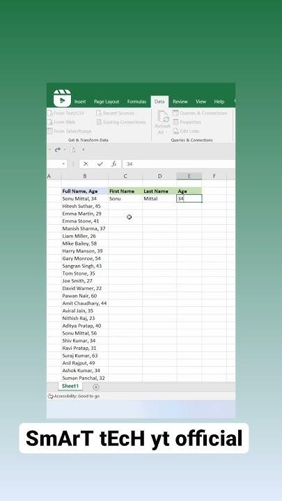 excel shortcut for put data in another columns #shorts #spreadsheet #subscribe # ...