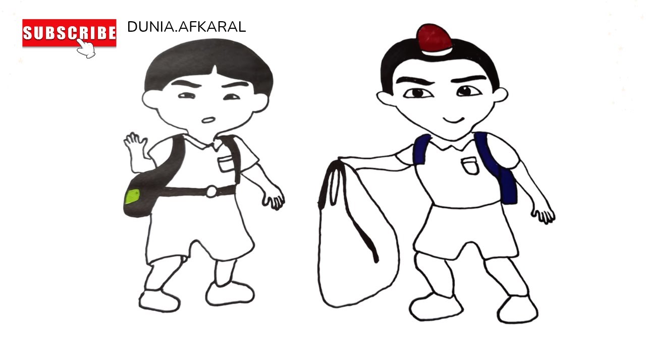 Easy Drawing and Coloring Jarjit and Mail from Upin Ipin for Kids # ...