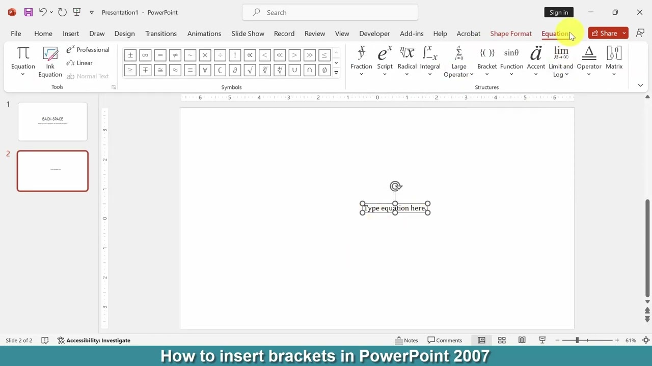 How To Insert Brackets In PowerPoint 2007 YouTube How To Insert Brackets In PowerPoint 2007 YouTube