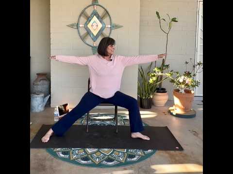 Chair Yoga Dance, Seated Warrior II, Side Angle, Reverse Warrior ...