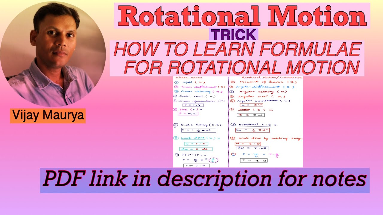 ROTATIONAL MOTION | EASY METHOD | TRICKS FOR FORMULA | 11th &12Th | ISC ...
