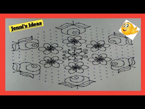 21 to 11 rose flower rangoli design/festival rangoli design/simple ...