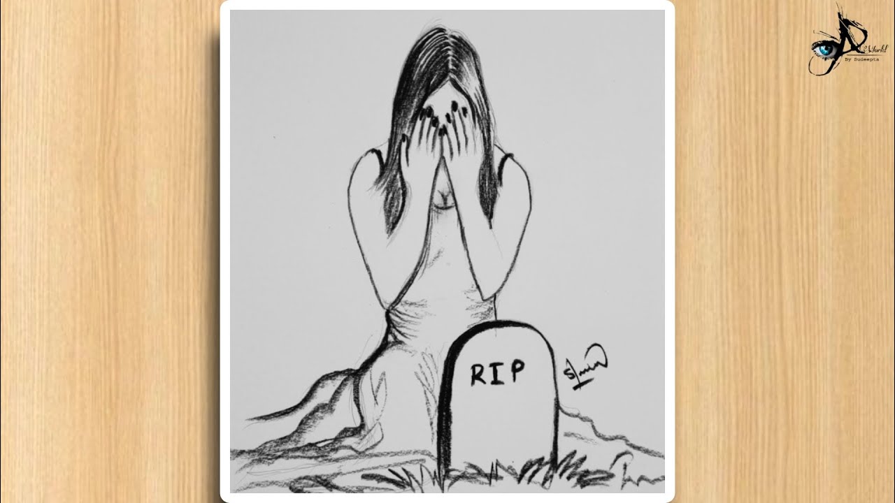 How to draw pencil drawing || RIP sad alone girl in said || step by ...