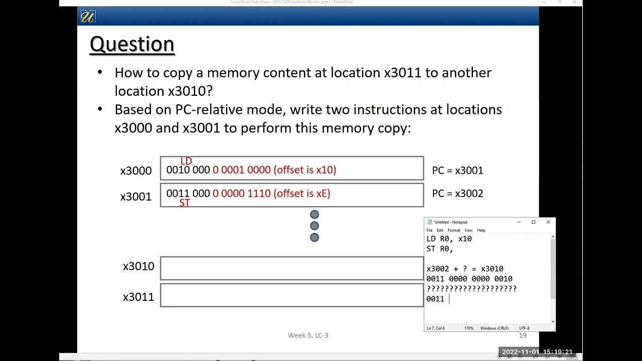 Copying Memory Content With Lc 3 Assembly Pc Relative Mode Youtube