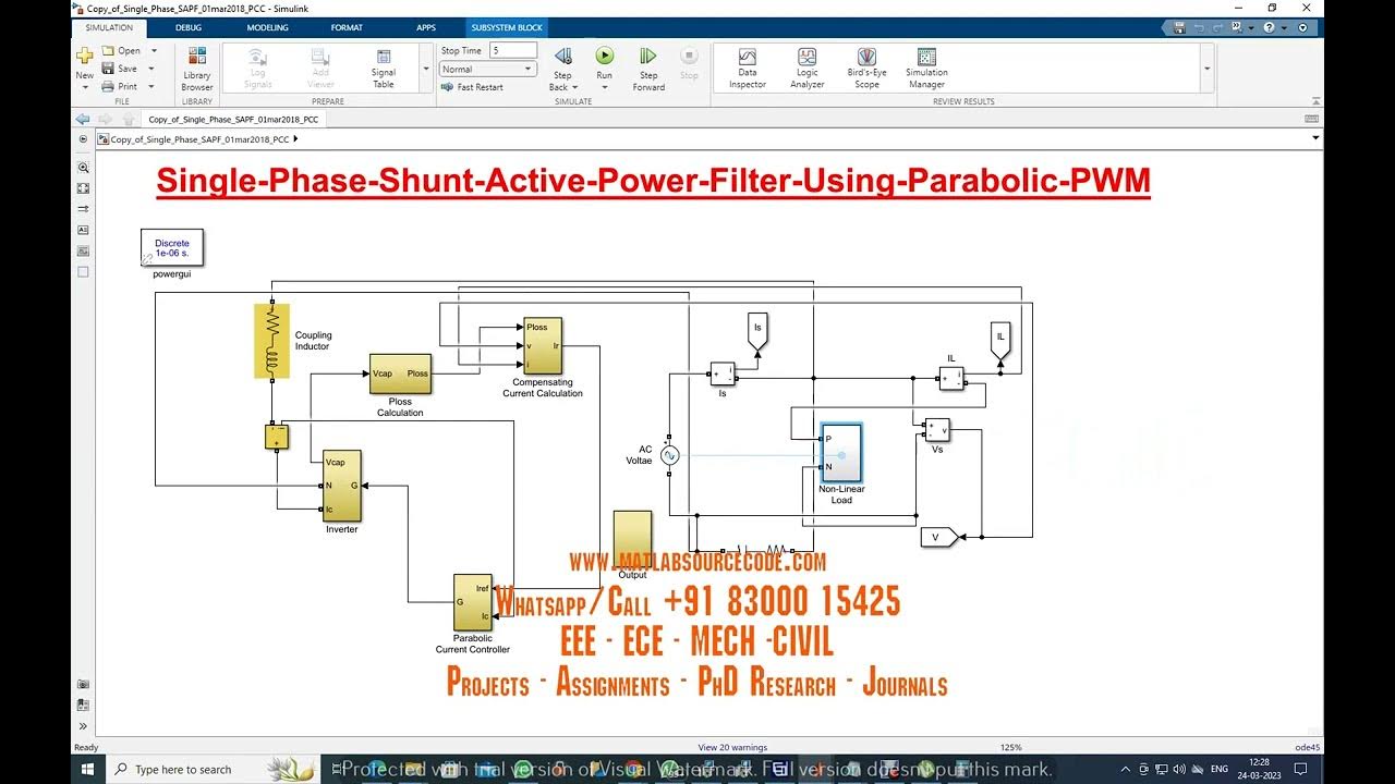 Single Phase Shunt Active Power Filter Using Parabolic PWM | Matlab Electrical Simulink ...