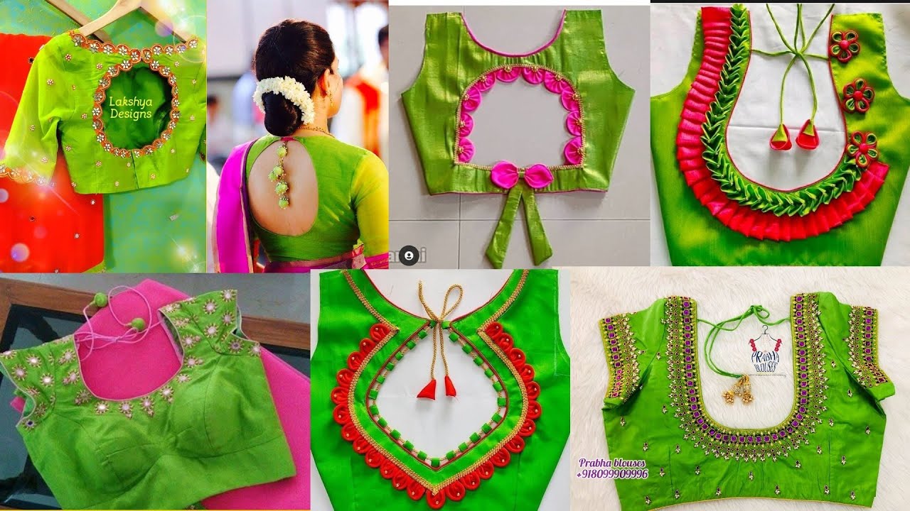 light green colour blouse designs/beautiful blouse neck design/fashion ...