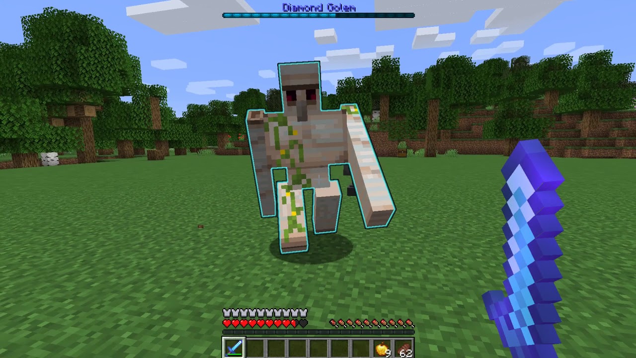 Minecraft 1.14 Custom Boss Demo - Diamond Golem Boss - YouTube