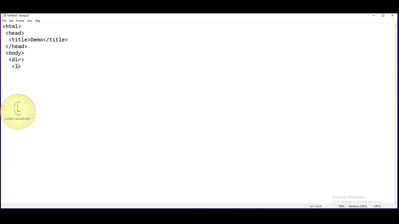 Html And Css Dir Tag Codelearning Youtube 0090