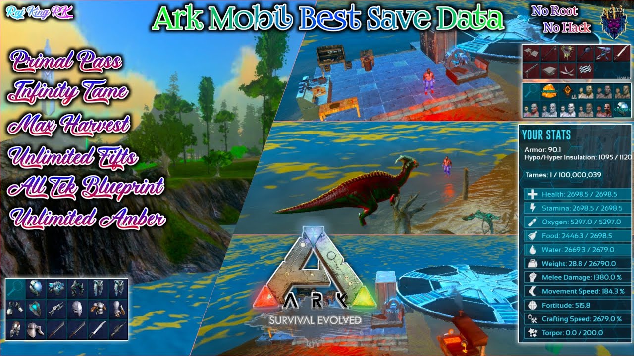 ARK:Mobile God LVL Save Data📂LVL-💯 Primal Pass💎Infinity Gift🎁Infinity ...