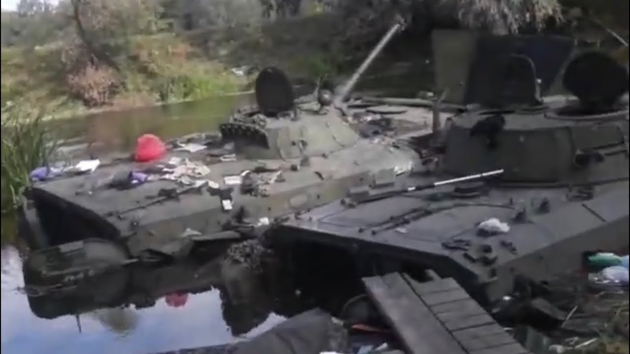 Two Russian BMP-1s & one BMP-2 were lost in the Donets river in Kharkiv ...