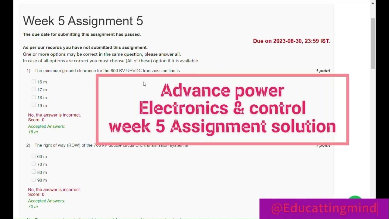 Advance Power Electronics & control week 5 Assignment solution NPTEL - YouTube