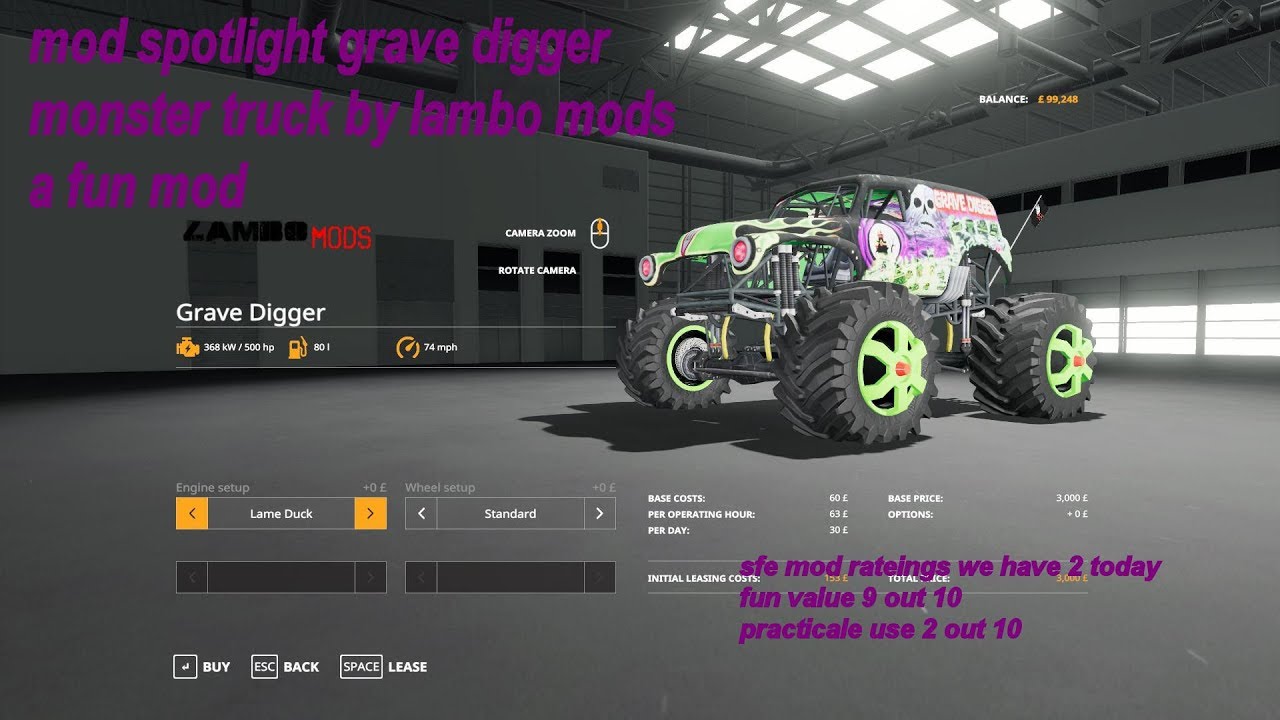 farming simulator 19 mod spotlight a fun mod monster truck by lambo ...
