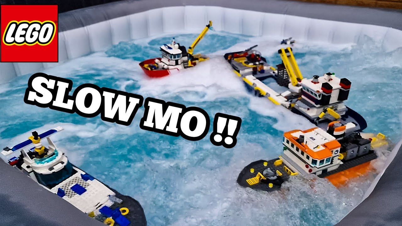 LEGO BOATS BATTLING WAVES IN SLOW MOTION !! - YouTube