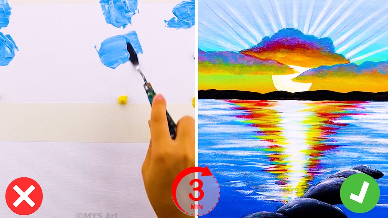 How To Paint SUN in 3 Minutes Step by Step for beginners Acrylic ...