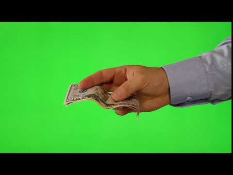 Hand offering money on green screen