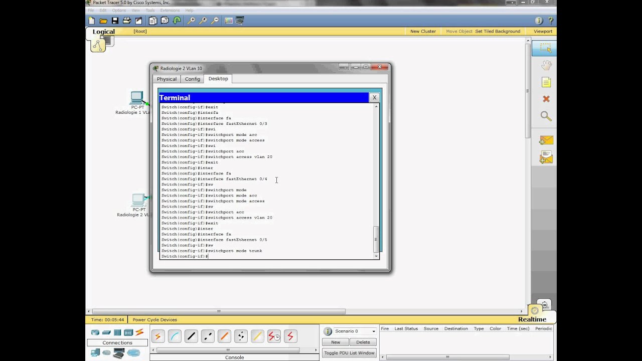 Cisco Packet Tracer VLan, Port Subbing (Trunk) - YouTube