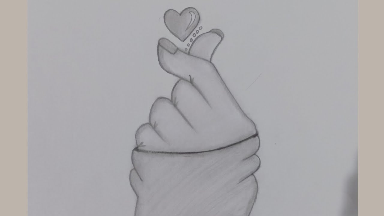 Hand drawing with love || How to draw hand with love || Easy pencil ...