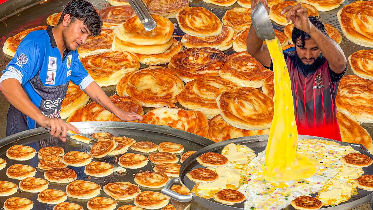 Pathan's Making Lacha Paratha & Cheesy Omelette Recipe / AFFORDABLE ...