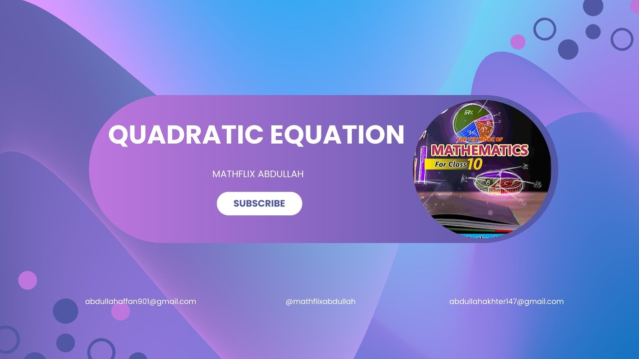 Quadratic Equation | Class 9 | Exercise 8.1 #sindhboard - YouTube