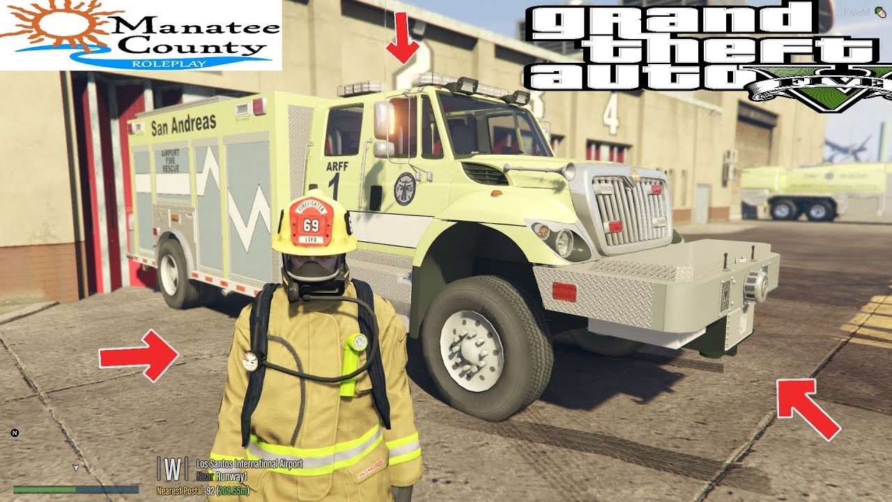 GTA 5 Rescue - Airport Fire Department - Crashed Plane On Runway ...